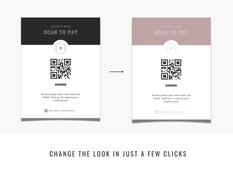 QR Code Sign Printable Payment Template. Scan to Pay Sign for - Etsy