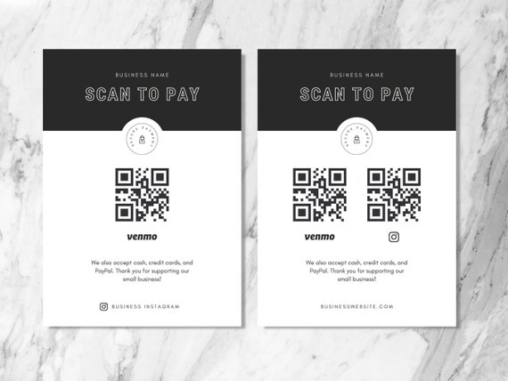 QR Code Sign Printable Payment Template. Scan to Pay Sign for - Etsy