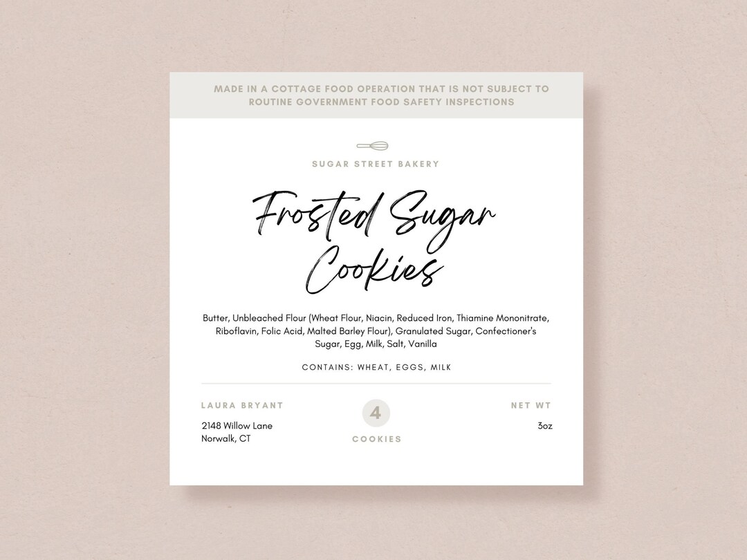 Editable Cottage Law Labels Template, Food License Label for Home ...