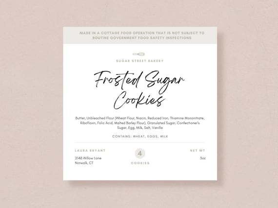 Editable Cottage Law Labels Template Food License Label for - Etsy