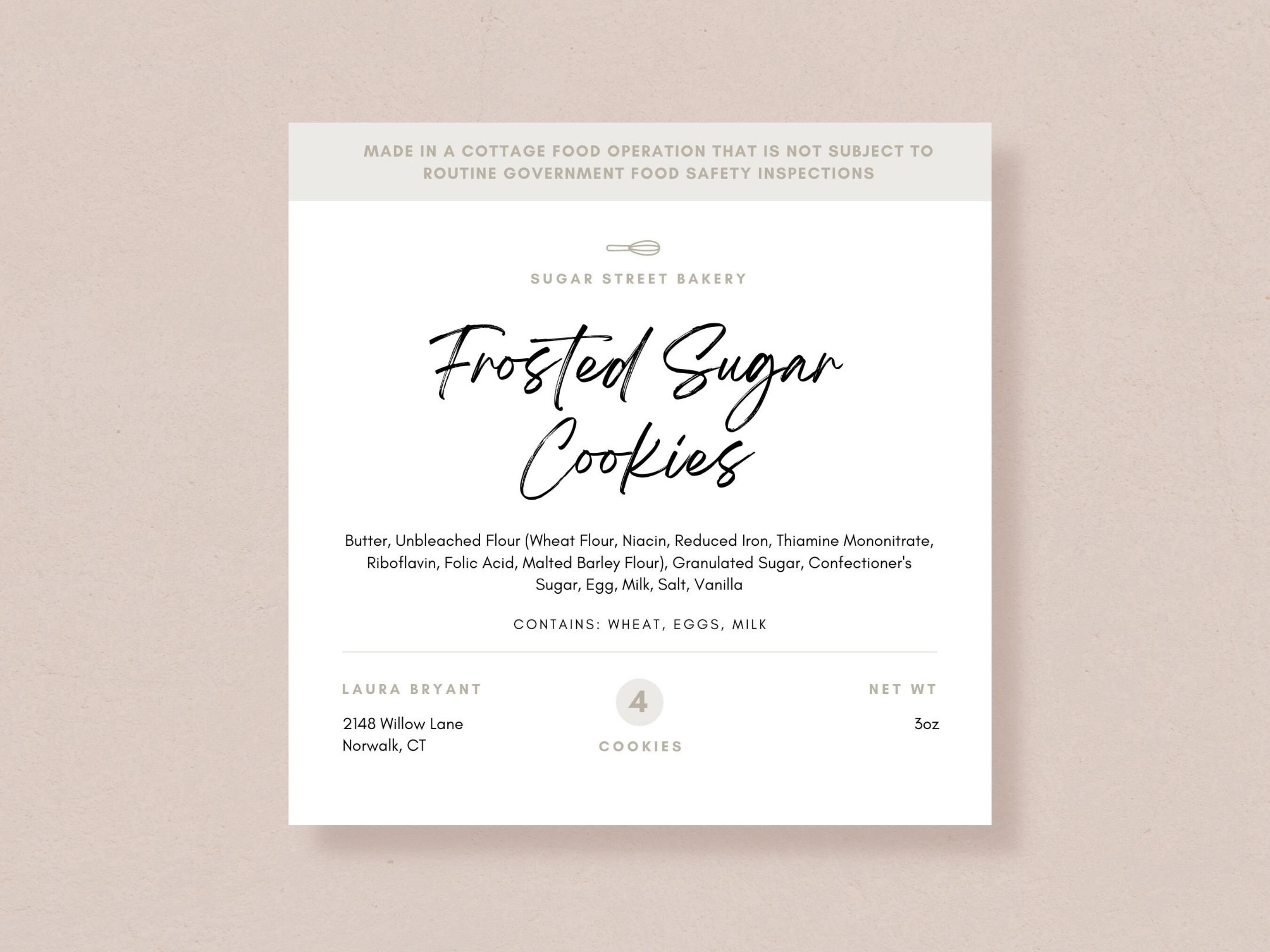 Editable Cottage Law Labels Template, Food License Label for Home ...