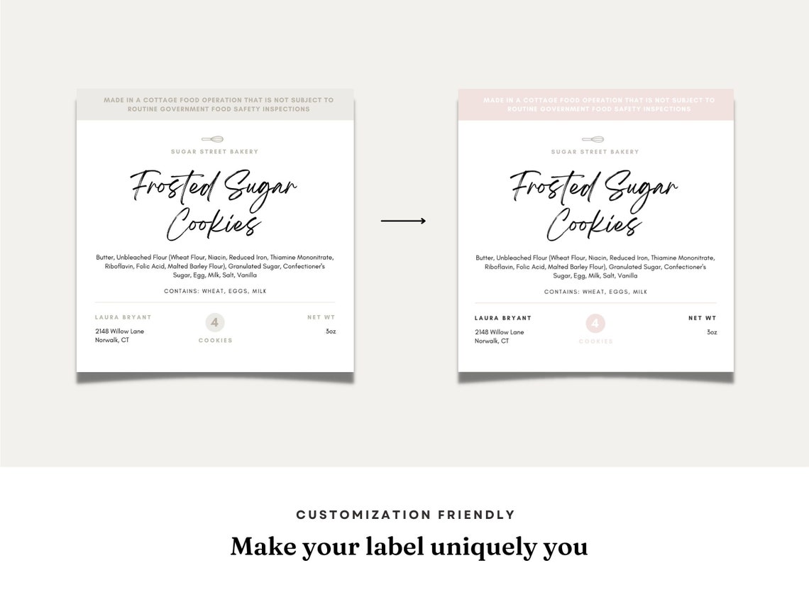 Editable Cottage Law Labels Template Food License Label for - Etsy