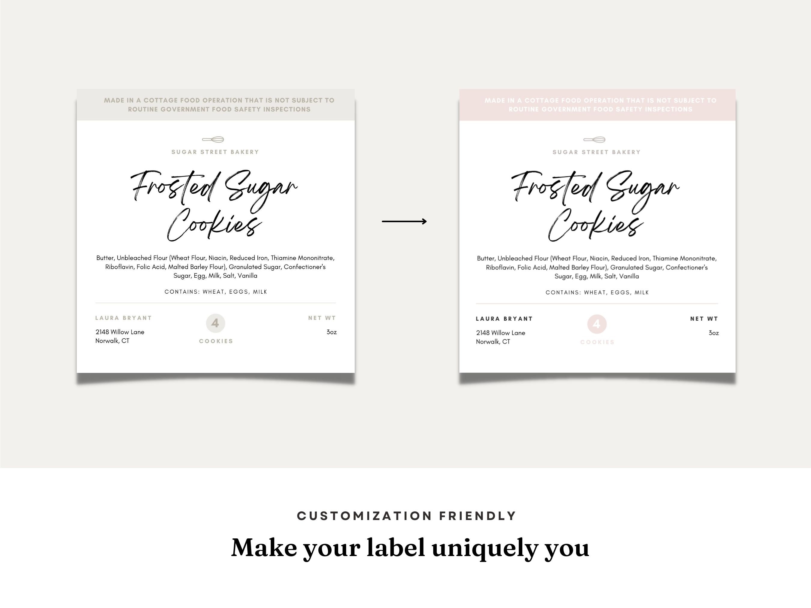 Editable Cottage Law Labels Template Food License Label for - Etsy