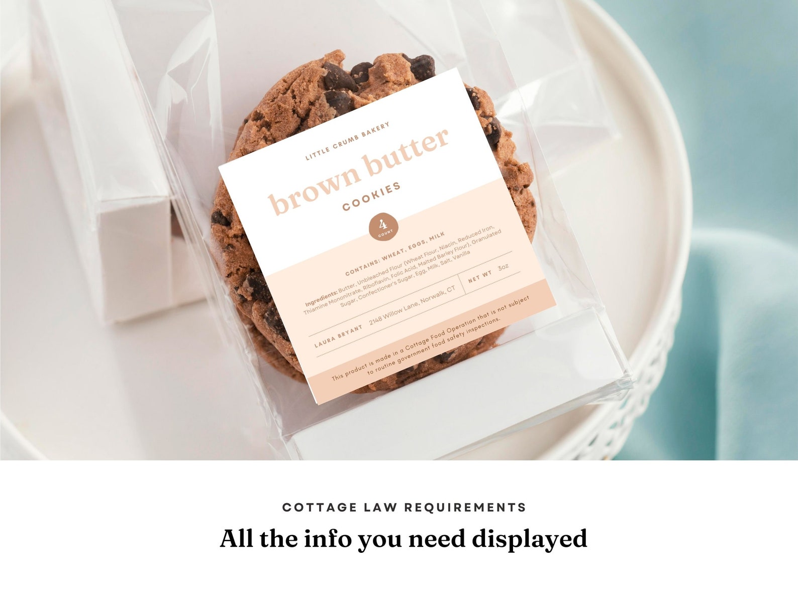Cottage Law Food Label for Home Bakery Sugar Cookie or Cake - Etsy