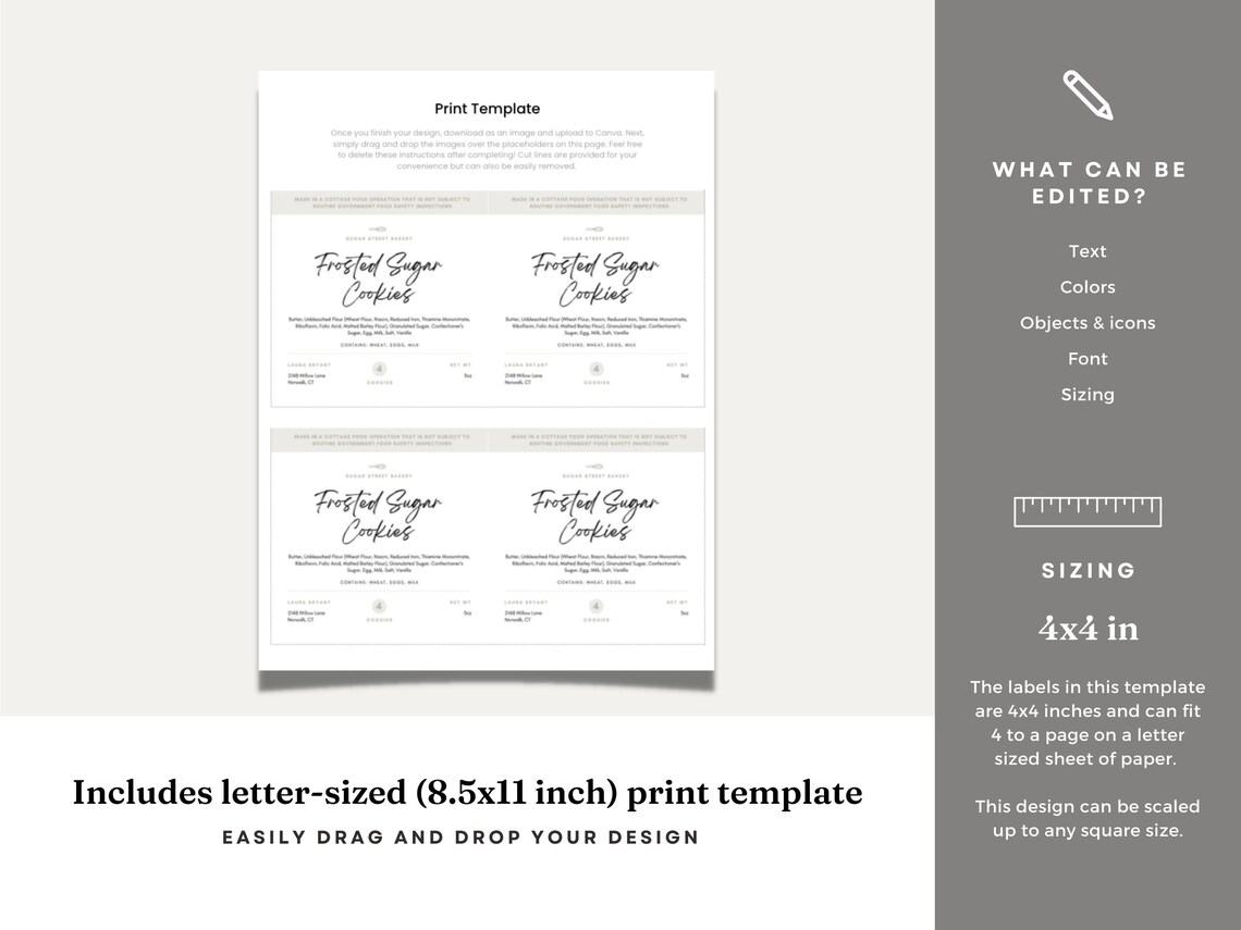 Editable Cottage Law Labels Template Food License Label for - Etsy