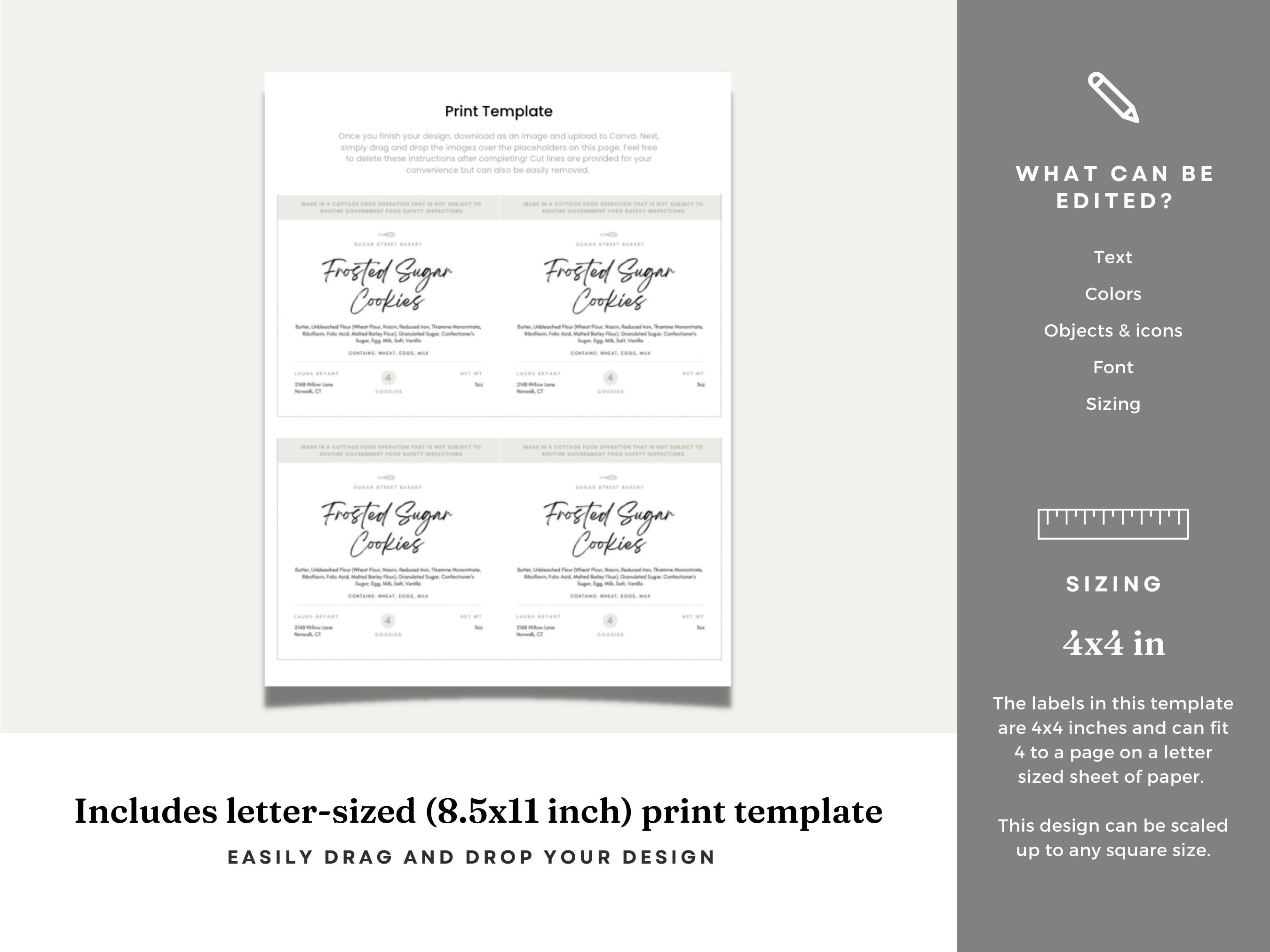 Editable Cottage Law Labels Template, Food License Label for Home ...