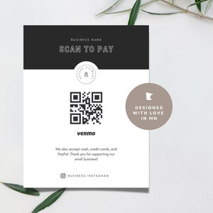 QR Code Sign Printable Payment Template. Scan to Pay Sign for - Etsy