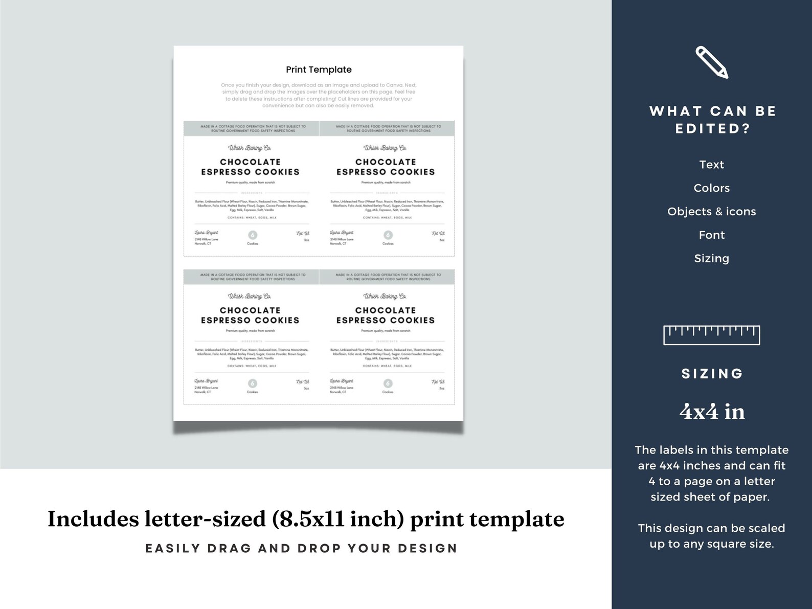 Cottage Law Labels Template, Food License Label for Home Bakery Product ...