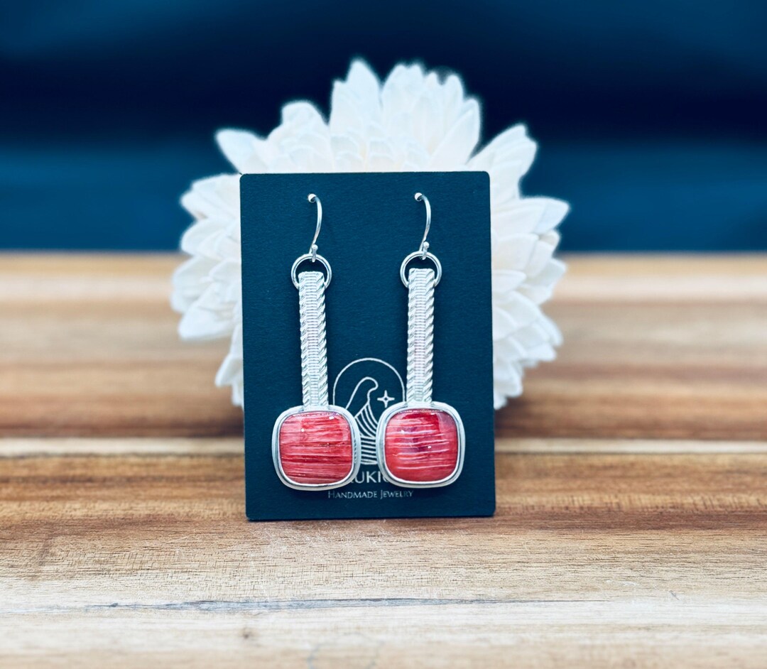 Red Spiny Oyster Shell Sterling Silver Earrings - Etsy
