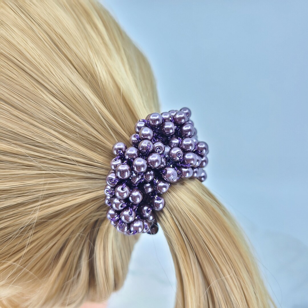 Pearl Bead Hair Scrunchies, Beaded Hair Tie, Pony Tail Holder - Etsy