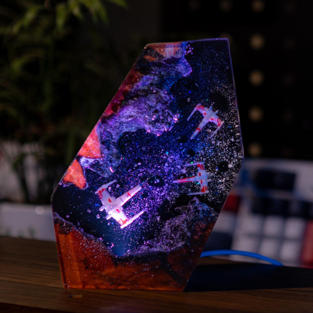 Galaxy Resin Lamp – Handmade Spacecraft Night Light, Custom Epoxy Lamp ...
