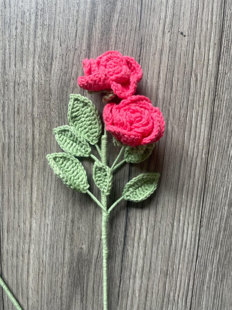 Crochet Double Rose Flower Gift Cute Romantic Bridesmaid Gift for ...