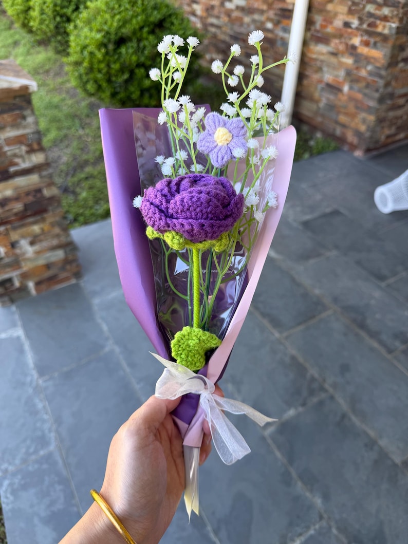Crochet Flower Bouquet Gift Mother’s Day Party Wedding Favors for Loved ...