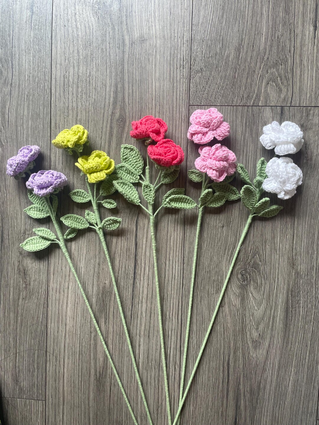 Crochet Double Rose Flower Gift Cute Romantic Bridesmaid Gift for ...