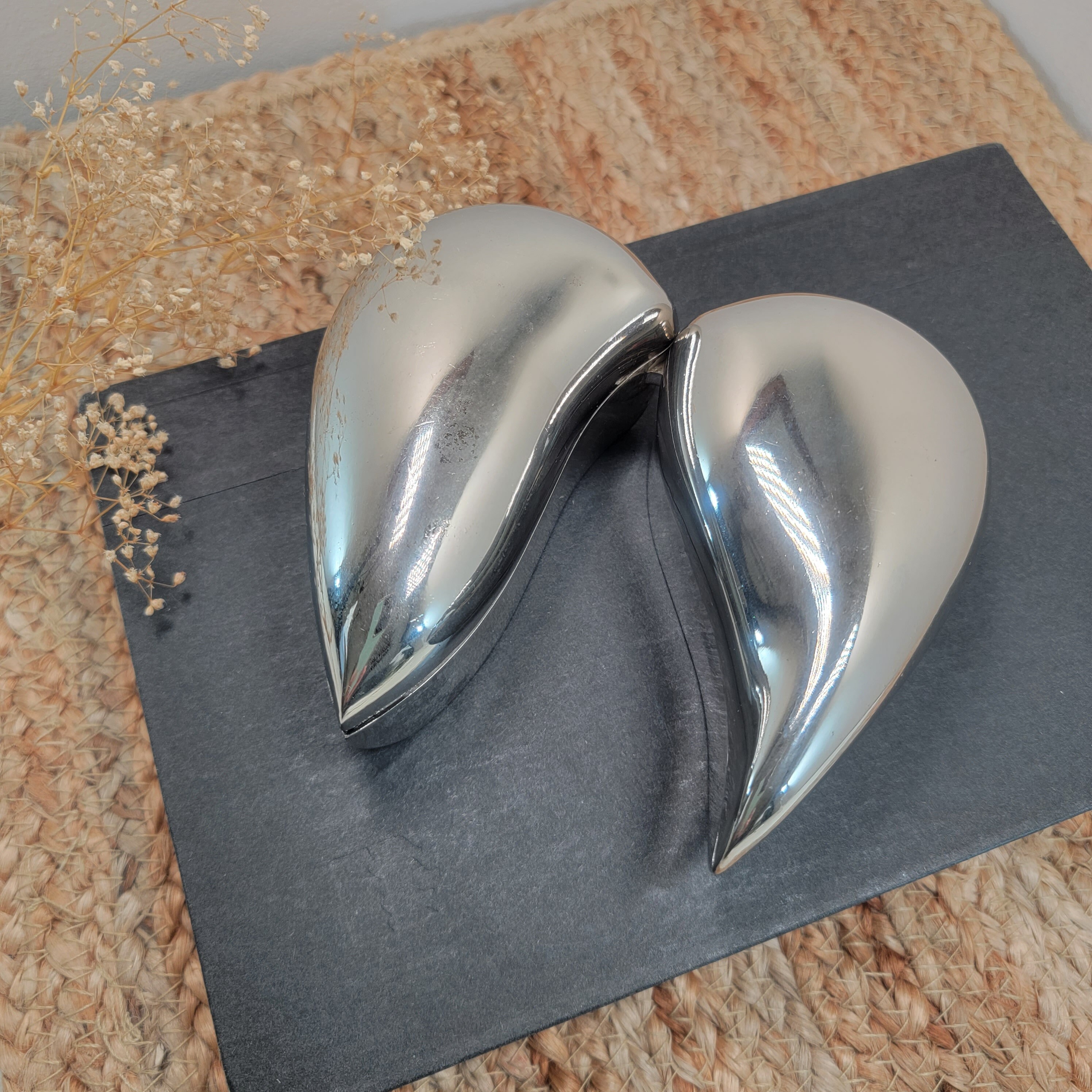 Vintage Silver Heart Shape Trinket Box, Vintage Heart Shaped Silver ...