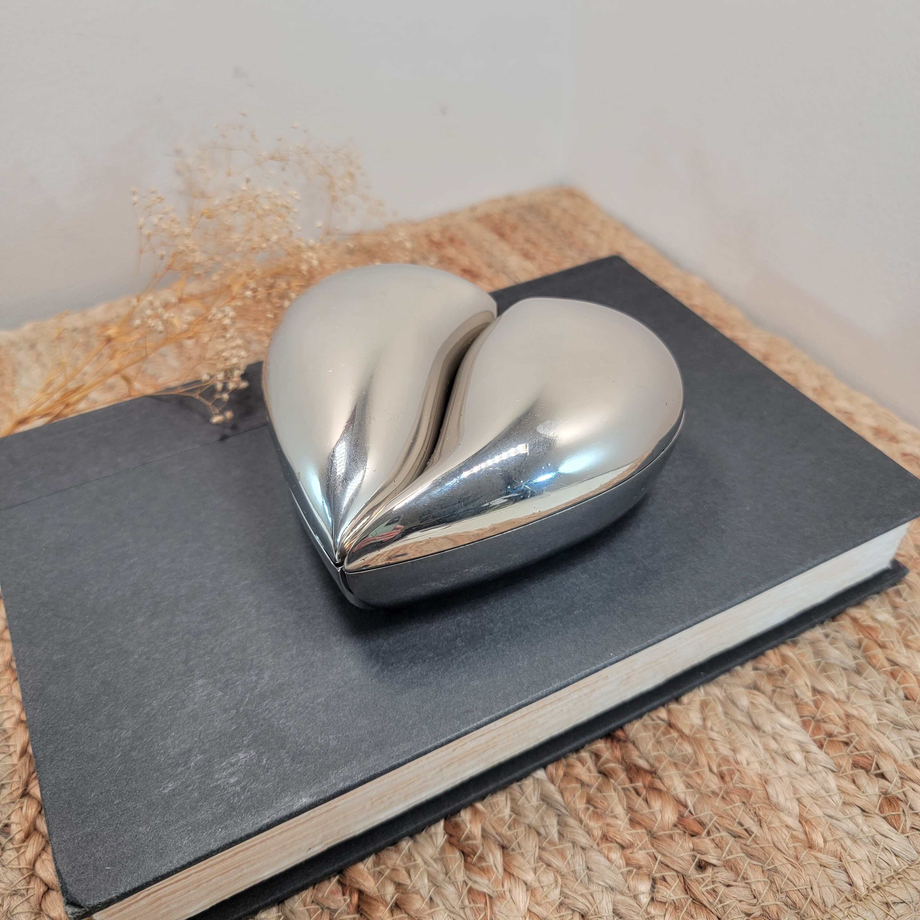 Vintage Silver Heart Shape Trinket Box, Vintage Heart Shaped Silver ...