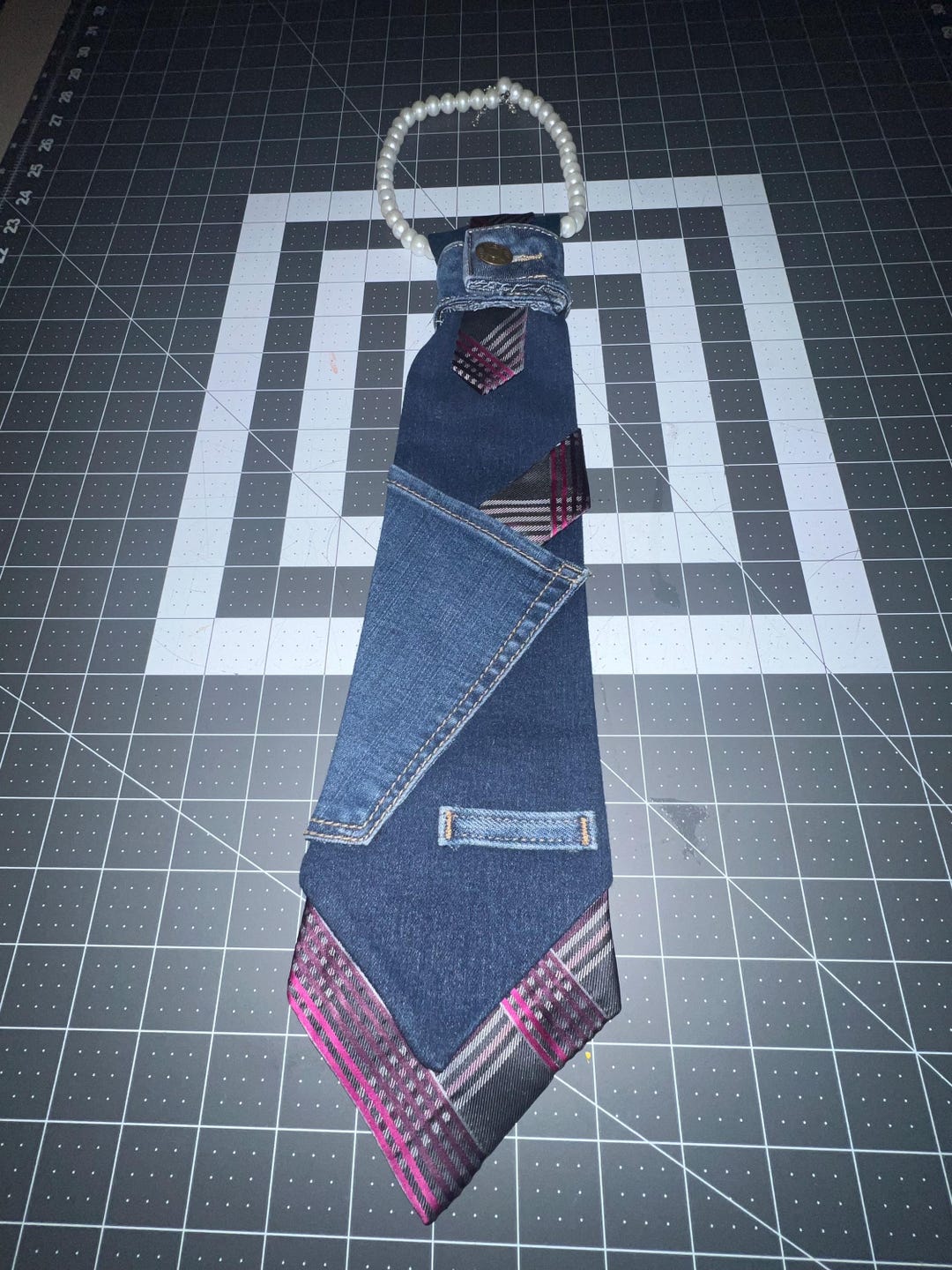 Denim Necktie Necklace Charm - Etsy