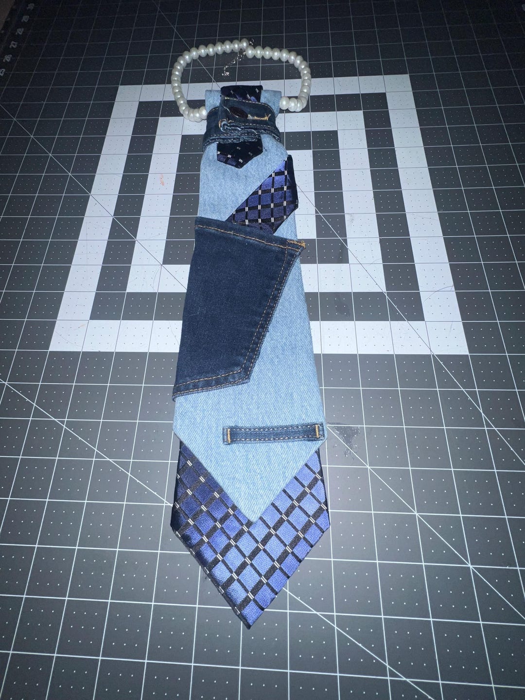 Denim Necktie Necklace Charm - Etsy