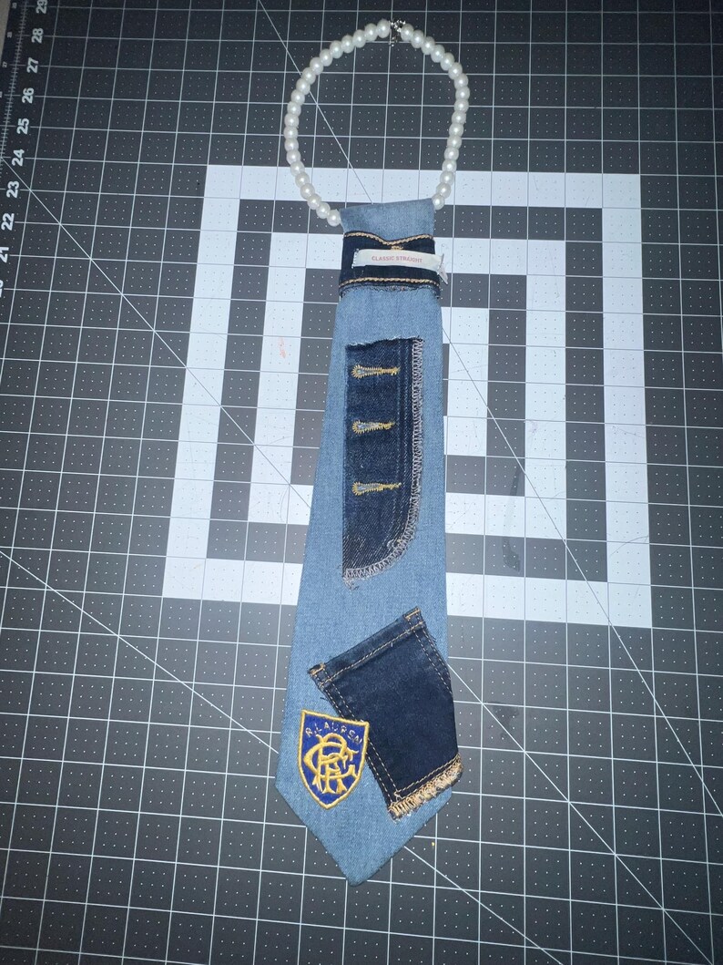 Denim Necktie Necklace Charm - Etsy