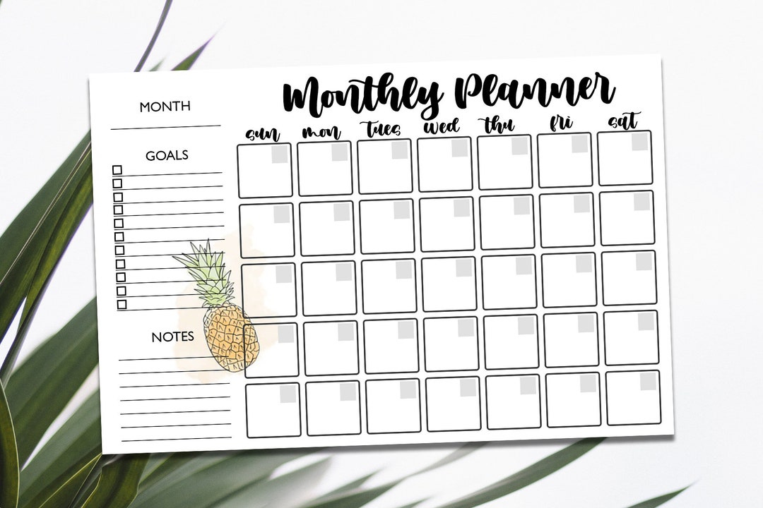Printable Pineapple Monthly Planner - Etsy