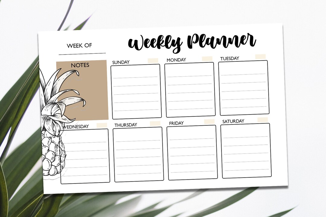 Printable Pineapple Weekly Planner - Etsy