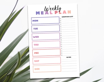Printable Weekly Meal Plan, Meal Planner Printable, Instant Download ...