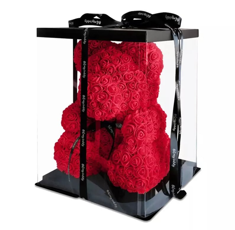 10” Luxury Rose Teddy Bear With a Box, Gift for Her, Gift for Him ...