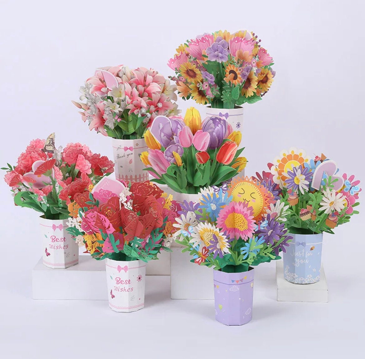 11” High 3D Pop up Flower Bouquet for Any Occasion - Mothers Day ...