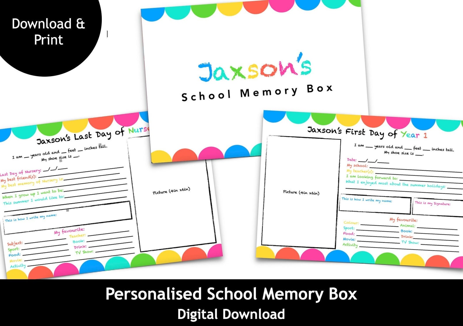 DIY Personalised School Memory Box Digital Prints - Etsy