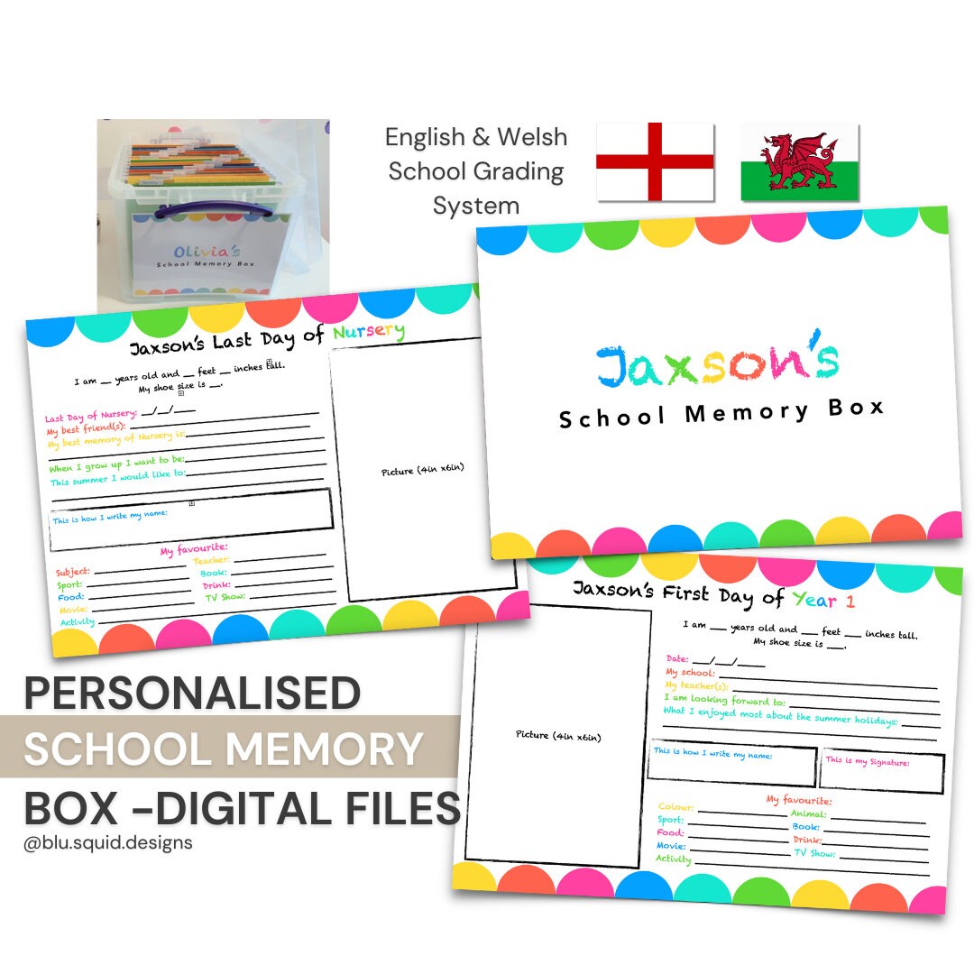 DIY Personalised School Memory Box - Digital Prints (english/welsh ...