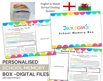 DIY Personalised School Memory Box - Digital Prints (US School Grading ...