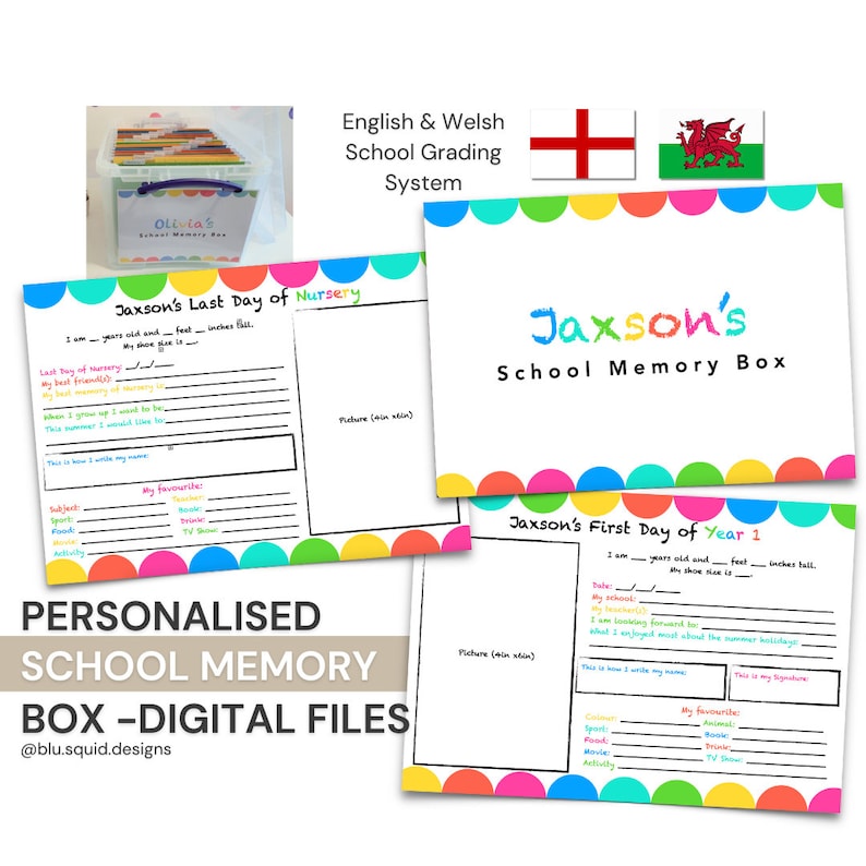 DIY Personalised School Memory Box - Digital Prints (english/welsh ...