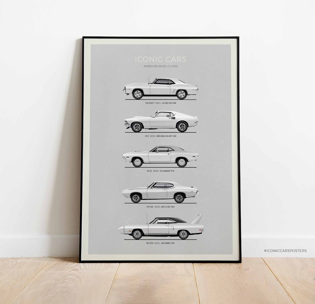 Muscle Cars Poster Iconic American Cars Inspired Print - Etsy