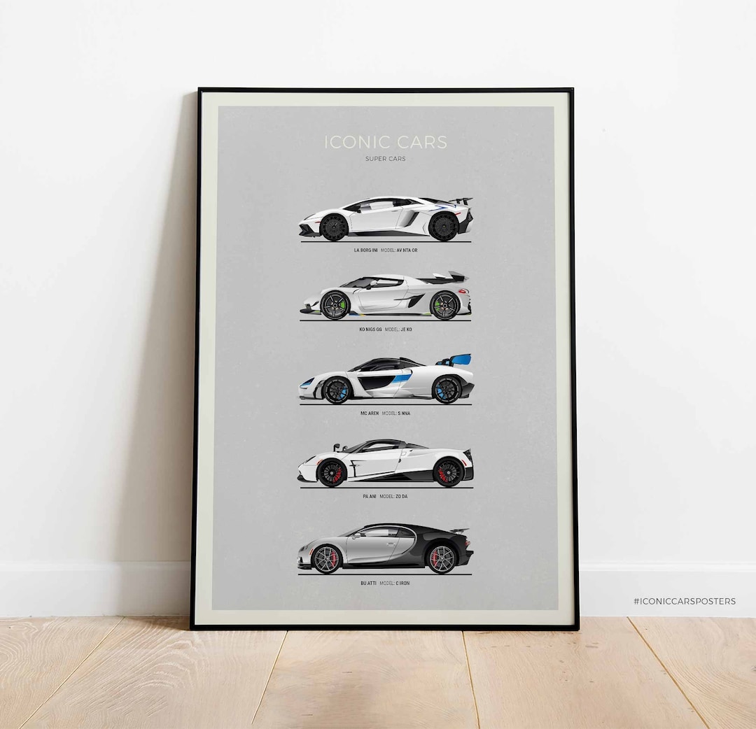 Super Cars Poster Supercar Inspired Car Print Featuring - Etsy