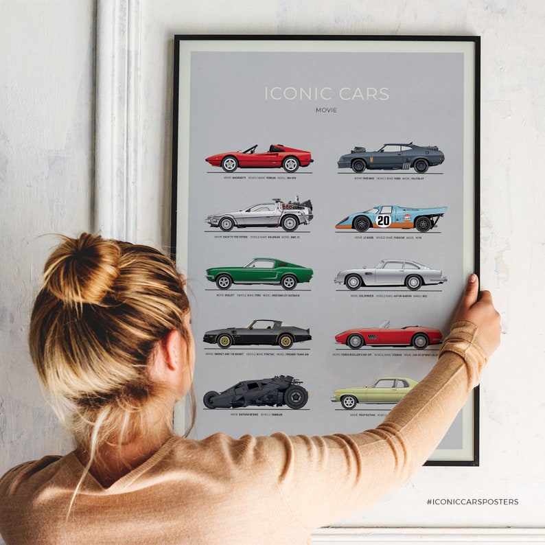 Movie Cars Poster Print is Featuring Iconic Cars From Movies. - Etsy