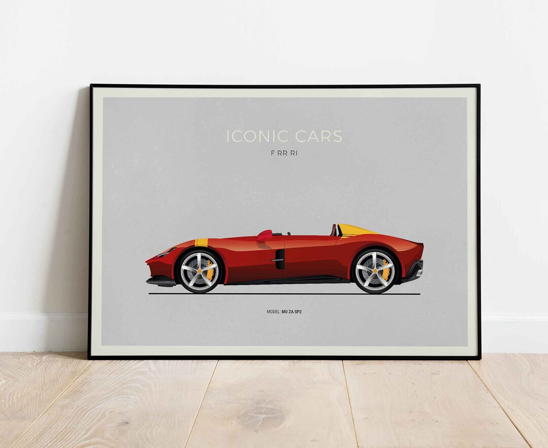Ferrari Monza SP2 Poster, Ferrari Inspired Car Print, Home Decor, Kids ...
