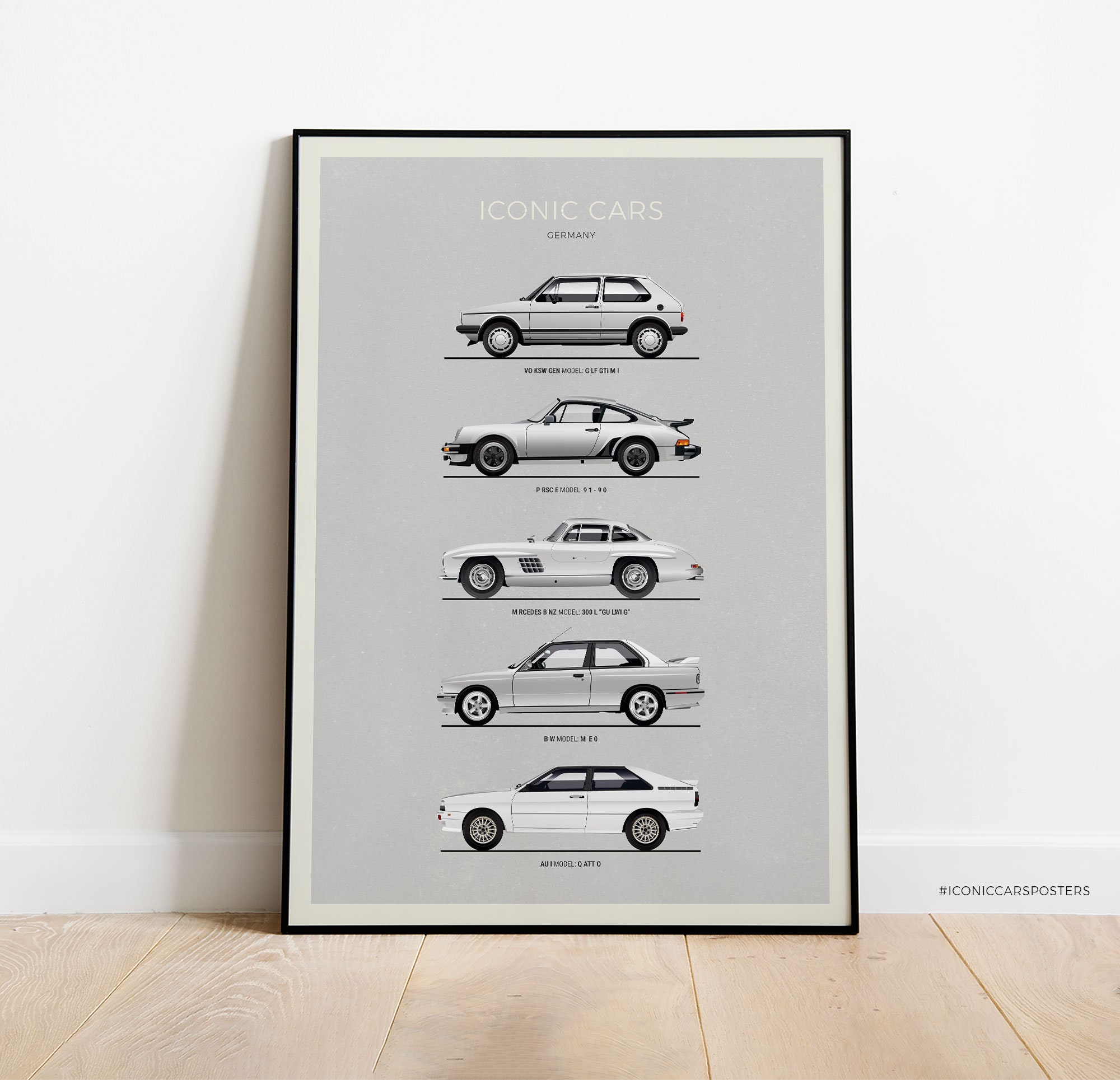 Iconic German Cars Inspired Poster Featuring: VW Golf - Etsy