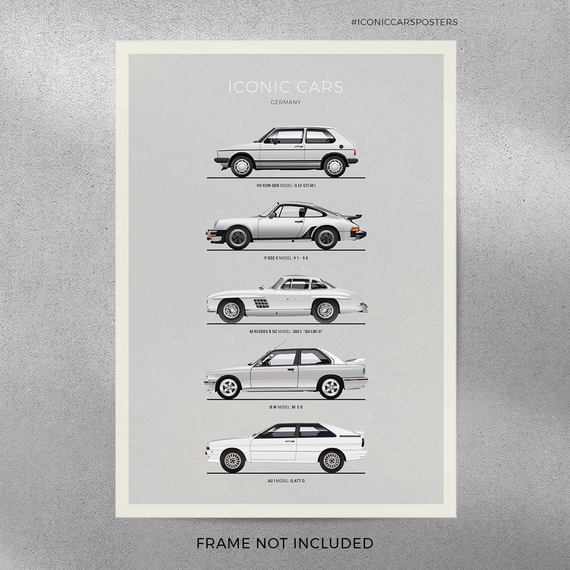 Iconic German Cars Inspired Poster Featuring: VW Golf - Etsy