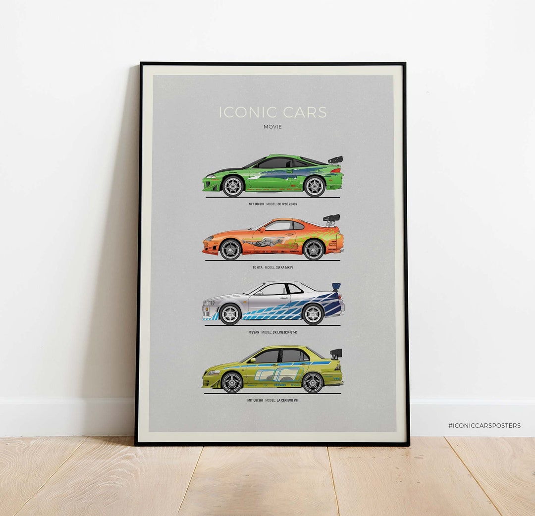 Fast and Furious Inspired Car Poster, Brian O Conner Cars Print ...