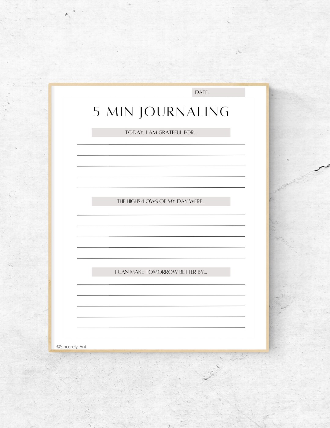 5 Minute Journaling Printable Sheet | Manifesting Writing Prompts ...