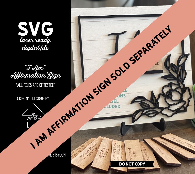 Add-on Affirmation Tag Set for I AM Affirmation Sign Digital Laser Cut ...