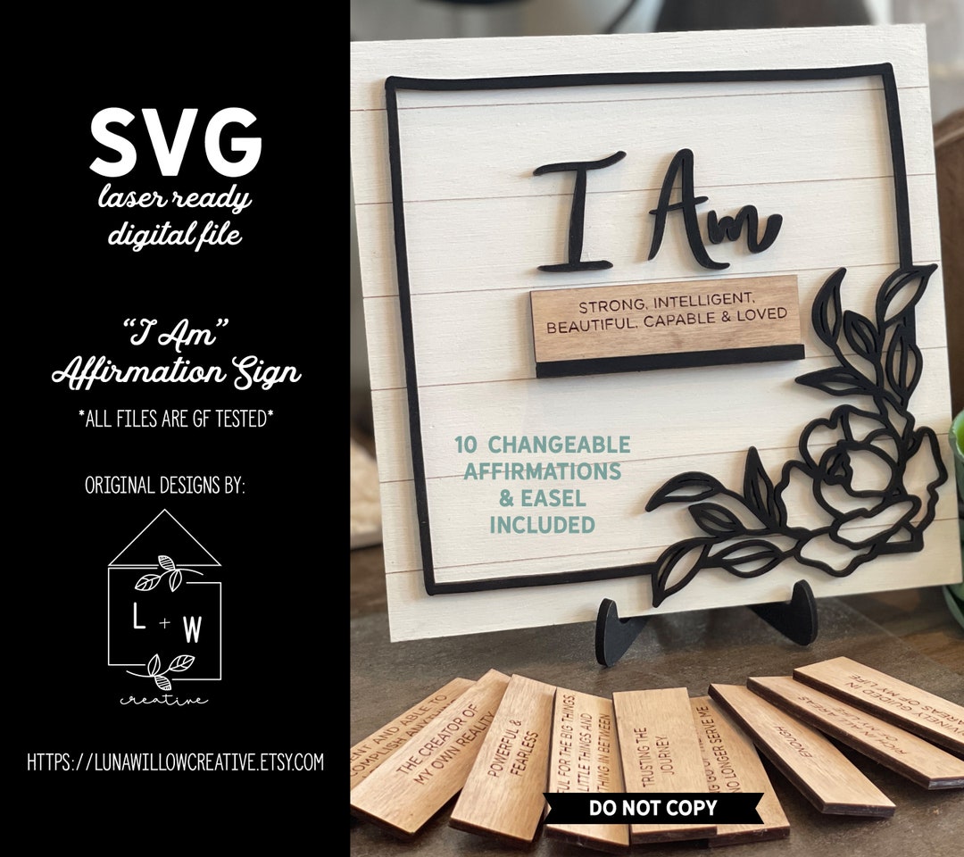 I AM Layered Affirmation Sign Sign Digital Laser Cut SVG File - Etsy