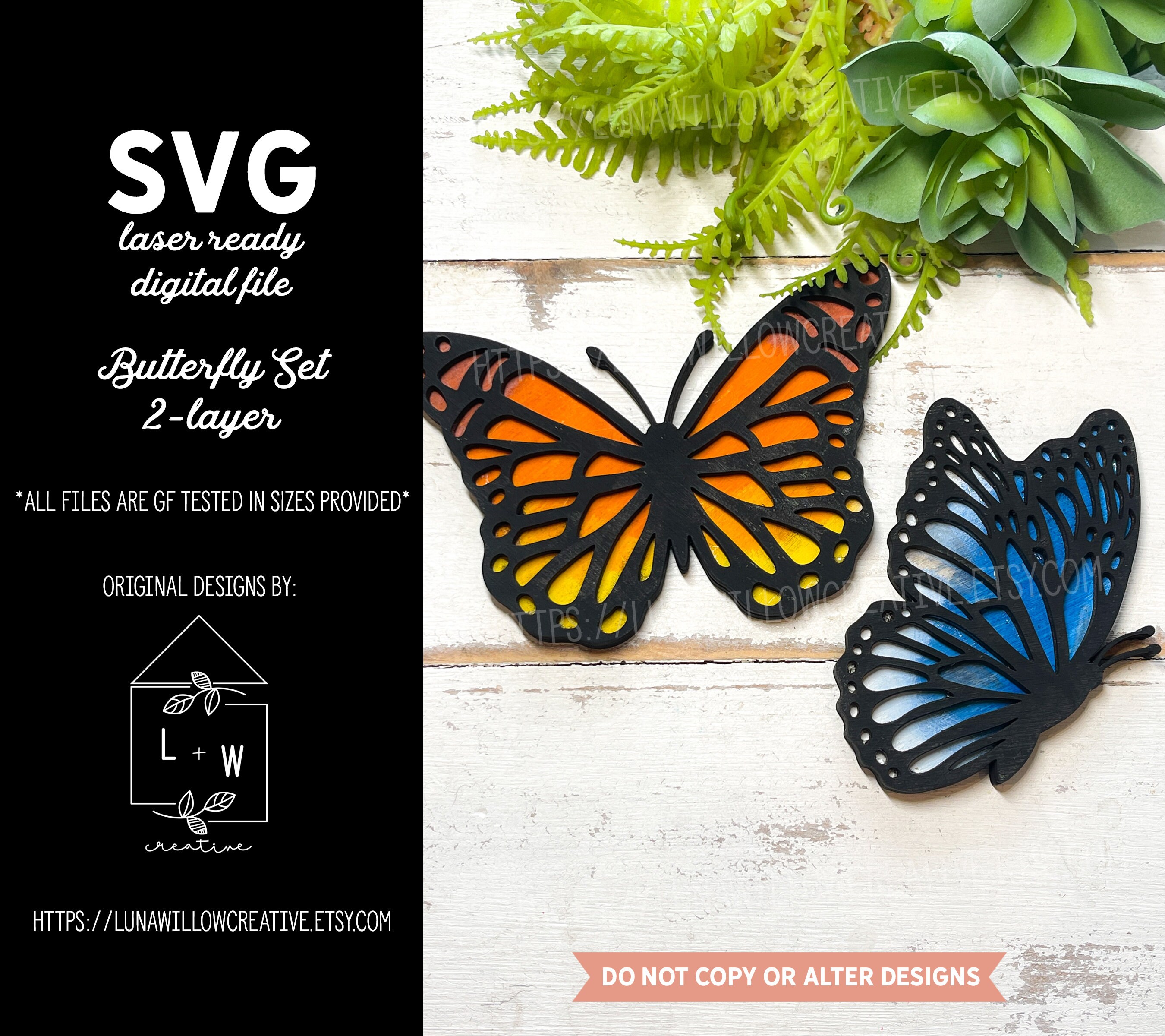 Layered Butterfly Set Digital Laser Cut SVG File - Etsy