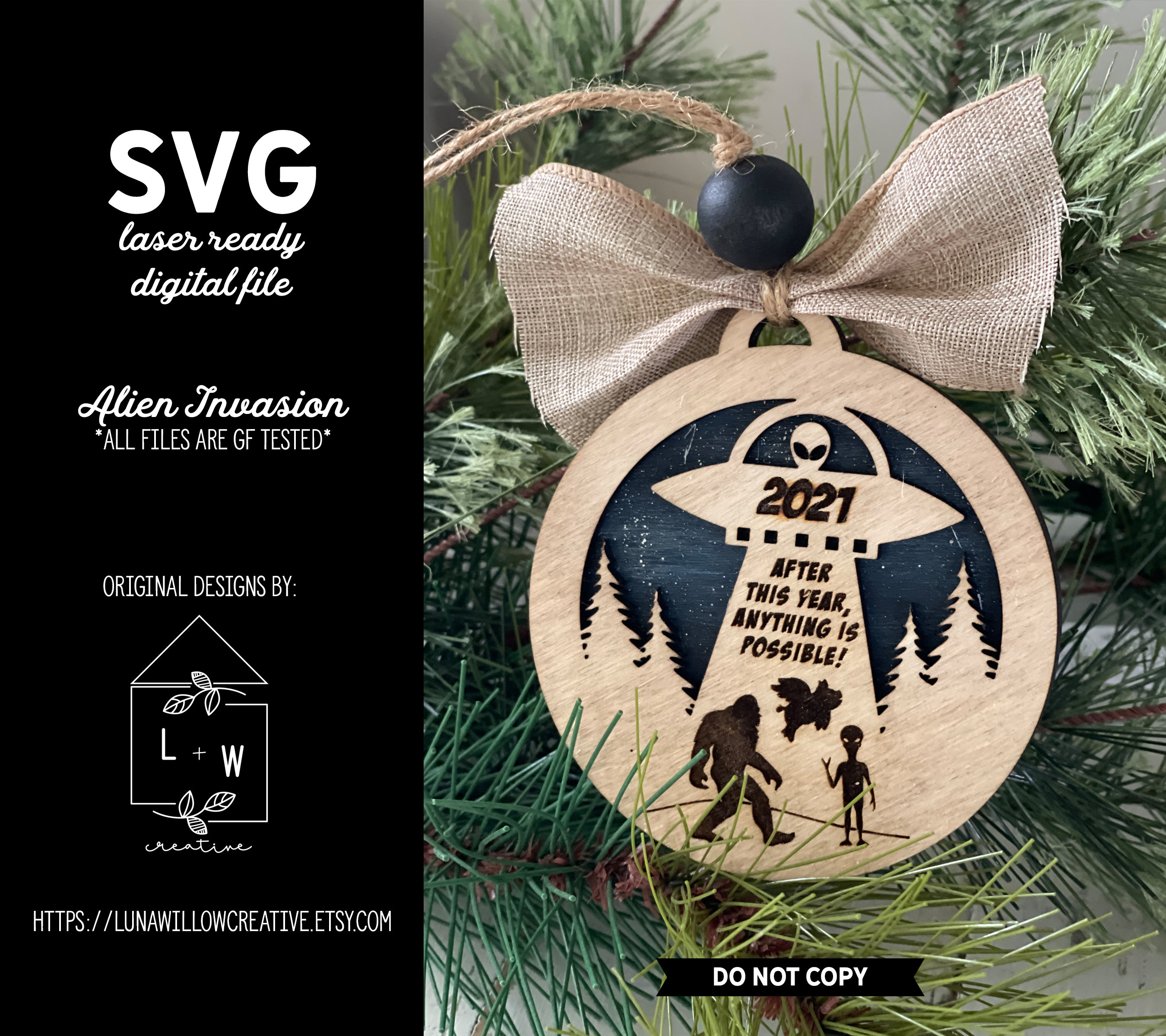Alien Invasion Layered SVG Ornament File - Etsy