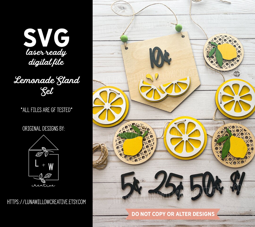 Lemonade Stand Set Banner Sign Digital Laser Cut SVG File - Etsy