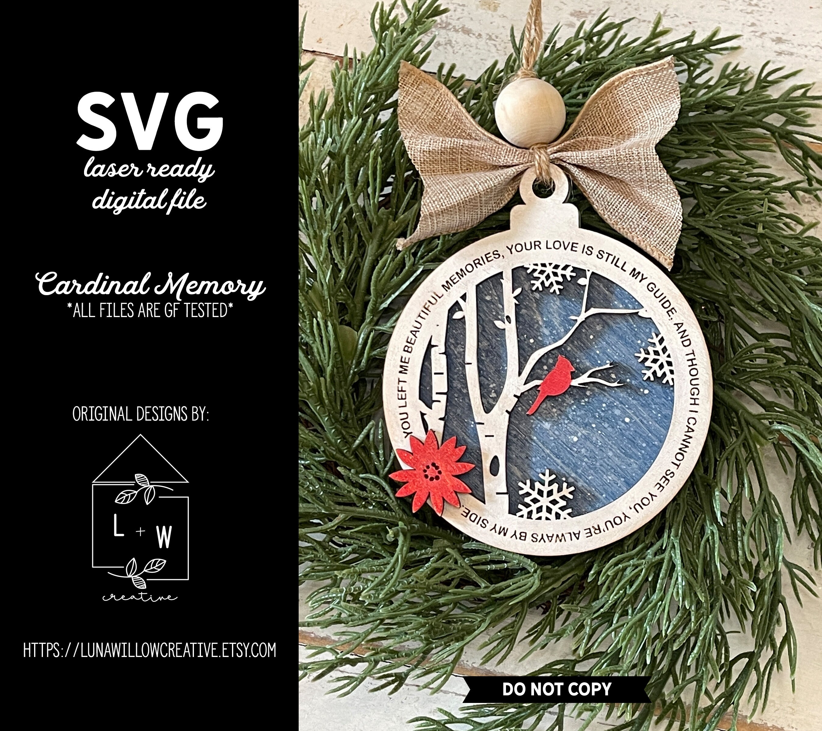 Cardinal Layered Memory Ornament SVG - Etsy