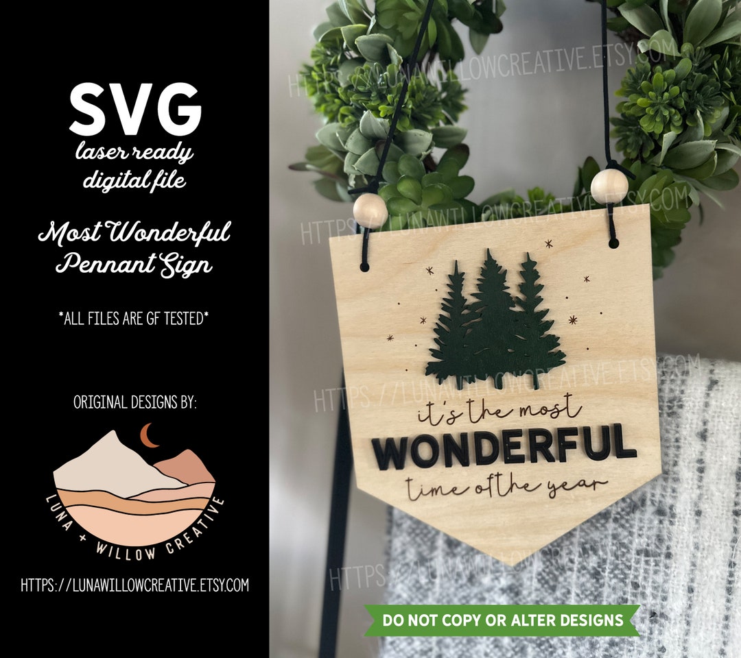 Most Wonderul Pennant Sign Digital Laser Cut SVG File - Etsy
