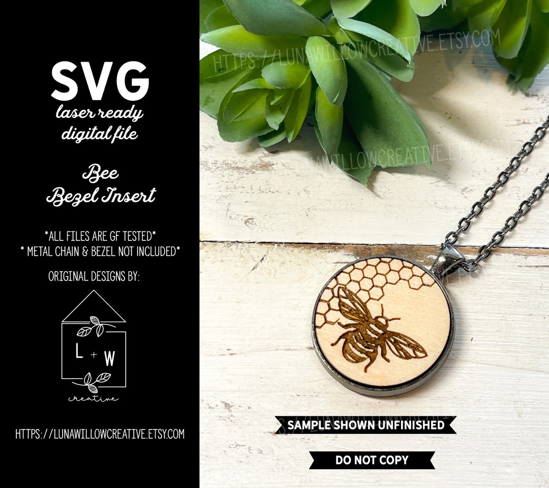 Bee Bezel Necklace Insert Digital Laser Cut SVG File - Etsy