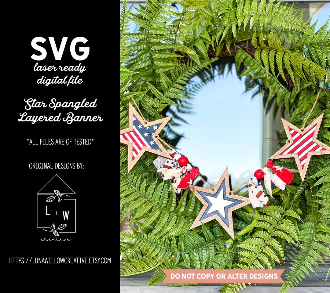 Star Spangle Layered Banner Set Digital Laser Cut SVG File - Etsy