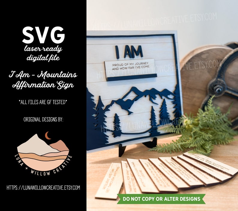 I AM - MOUNTAINS Layered Affirmation Sign Sign Digital Laser Cut SVG ...